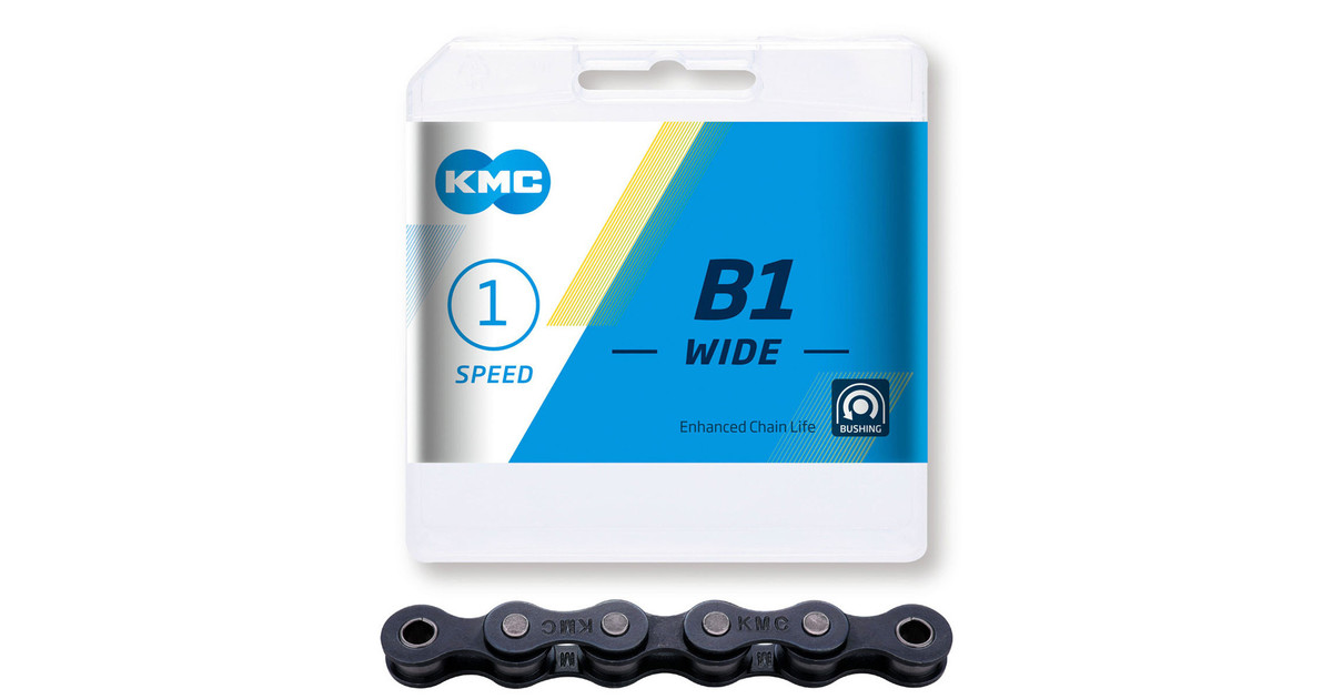 Polkupyörän Ketju 1-v KMC B1 Wide Black, 1/2 x 1/8", 112 L